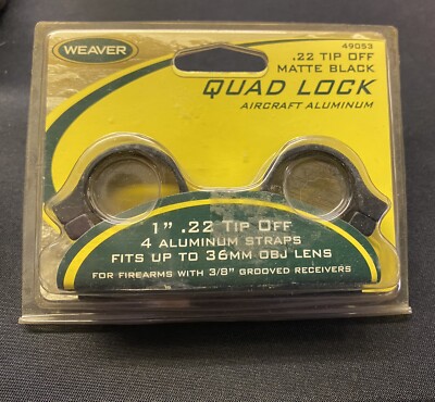Weaver .22 Quad Lock Tip Off Matte 49053 Black Rings Scope Ring Tip-Off ...