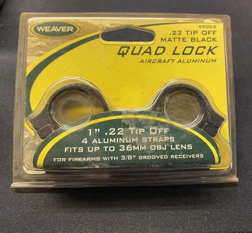Weaver .22 Quad Lock Tip Off Matte 49053 Black Rings Scope Ring Tip-Off ...