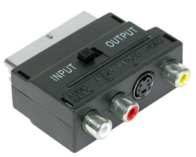 Switchable Scart Block Adapter with 3 Phono (2 audio 1 Video) and S ...