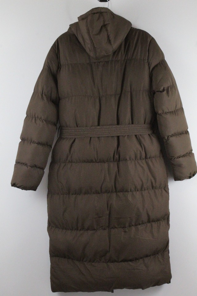 Threadbare Longline Hooded Puffer Coat with Belt Size 12 Color Brown ...