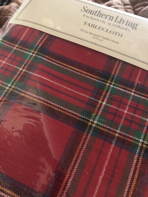Southern Living 70” Round Tablecloth Red Plaid Christmas New In Package ...