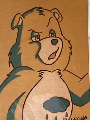2022 Care Bear Grumpy Bear Original Art JUMBO Sketch 7x5 Bryan Tillman ...