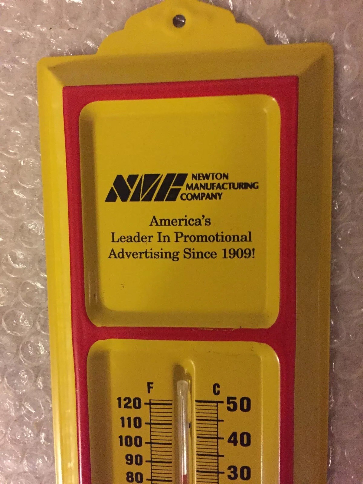 VINTAGE METAL NEWTON MANUFACTURING WALL THERMOMETER-CLINTON ILLINOIS | eBay