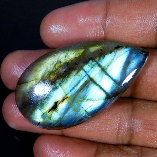 Pietra preziosa sciolta cabochon pera LABRADORITE rosa rossastra 100% ...