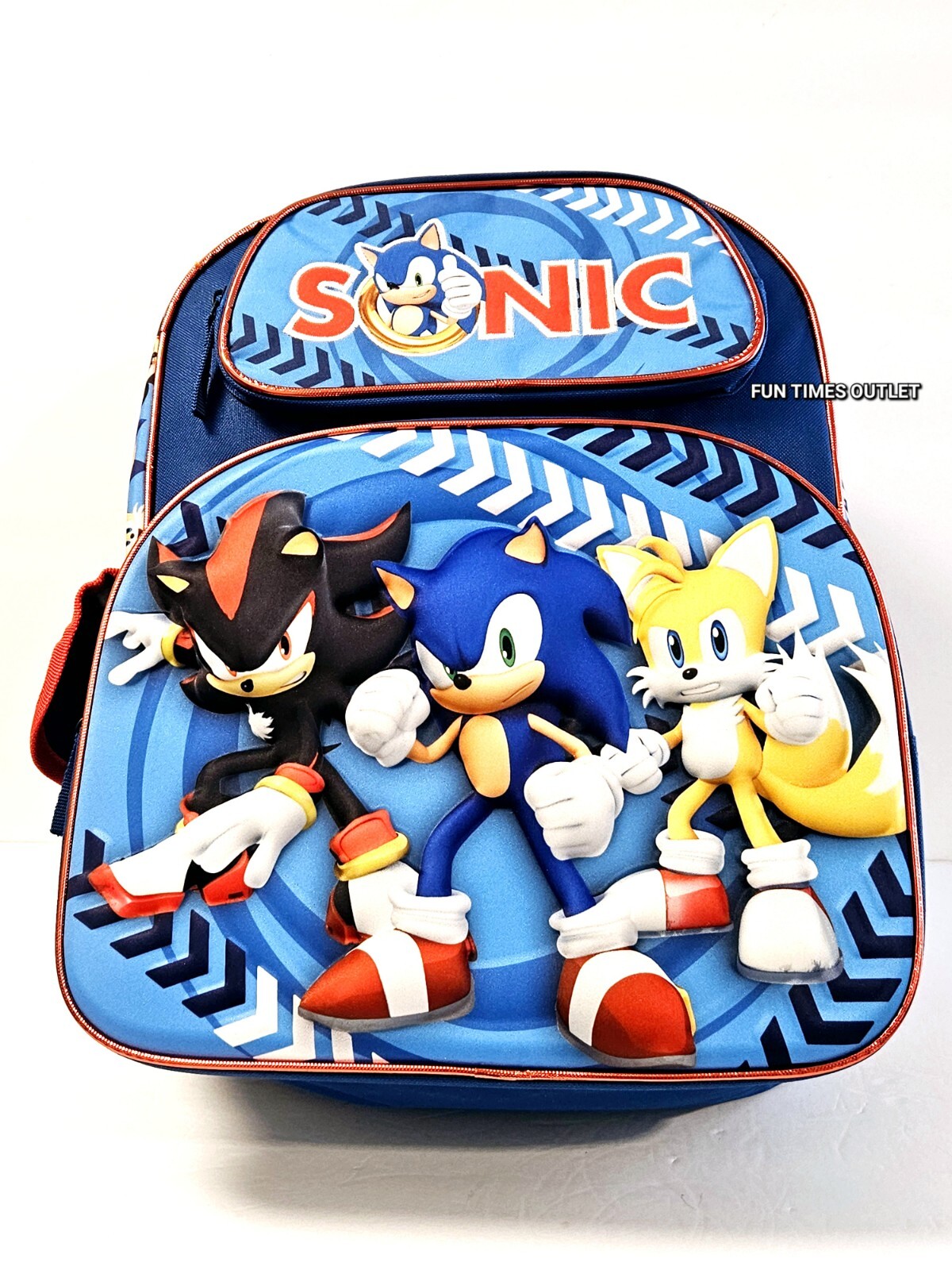 Sonic The Hedgehog 3D 16" Large Backpack Tails Shadow Sega Carry All ...