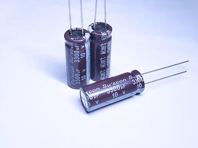 10PCS MC10M3300 Suscon 3300uF 10V 10x25mm Aluminum Electrolytic Radial ...