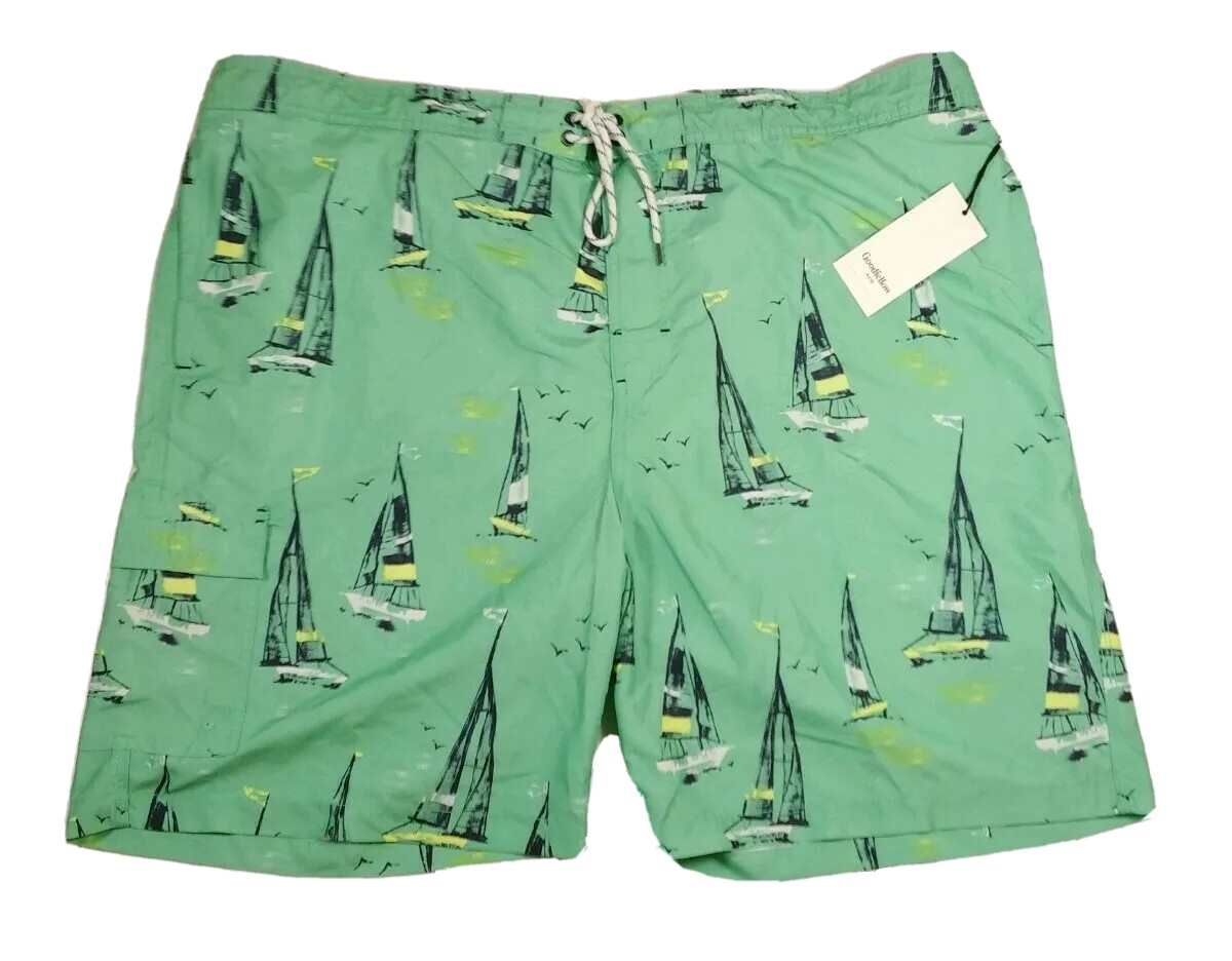 Goodfellow Mens Sailboat Print Board Shorts 9" Inseam Mint Size XX ...