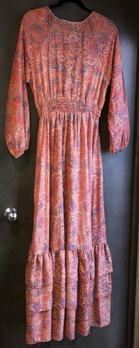 Anthropologie Boemo Maxi Dress MP Tiered Ruffle Smocked Waist Hippy ...