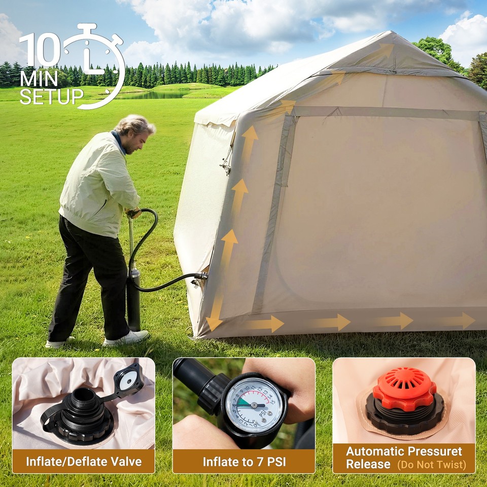 8-10 Person Fast Inflatable Camp Tent - Family Size with Pump Included ...