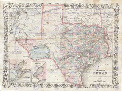 GEOGRAPHY MAP ILLUSTRATED ANTIQUE COLTON TEXAS LARGE POSTER ART PRINT ...