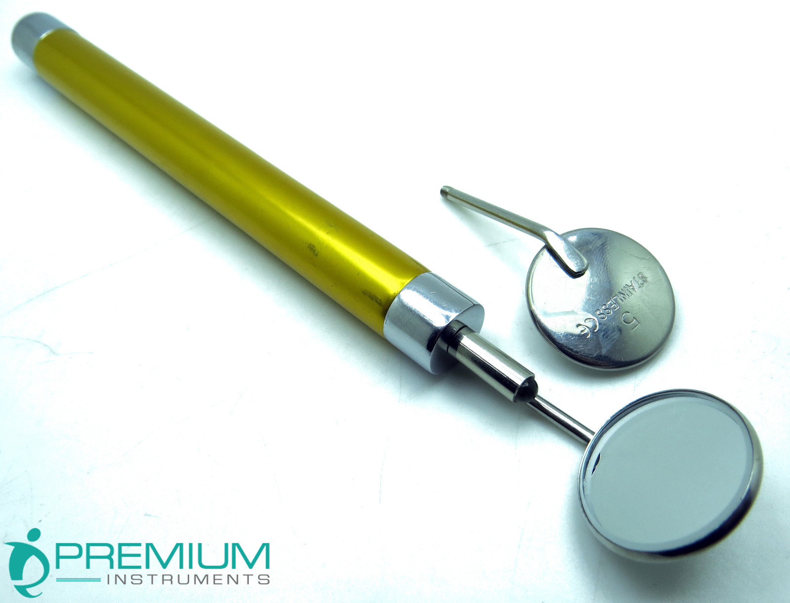 Dental Examination Mirror Golden Handle Bright Light Removable W ...