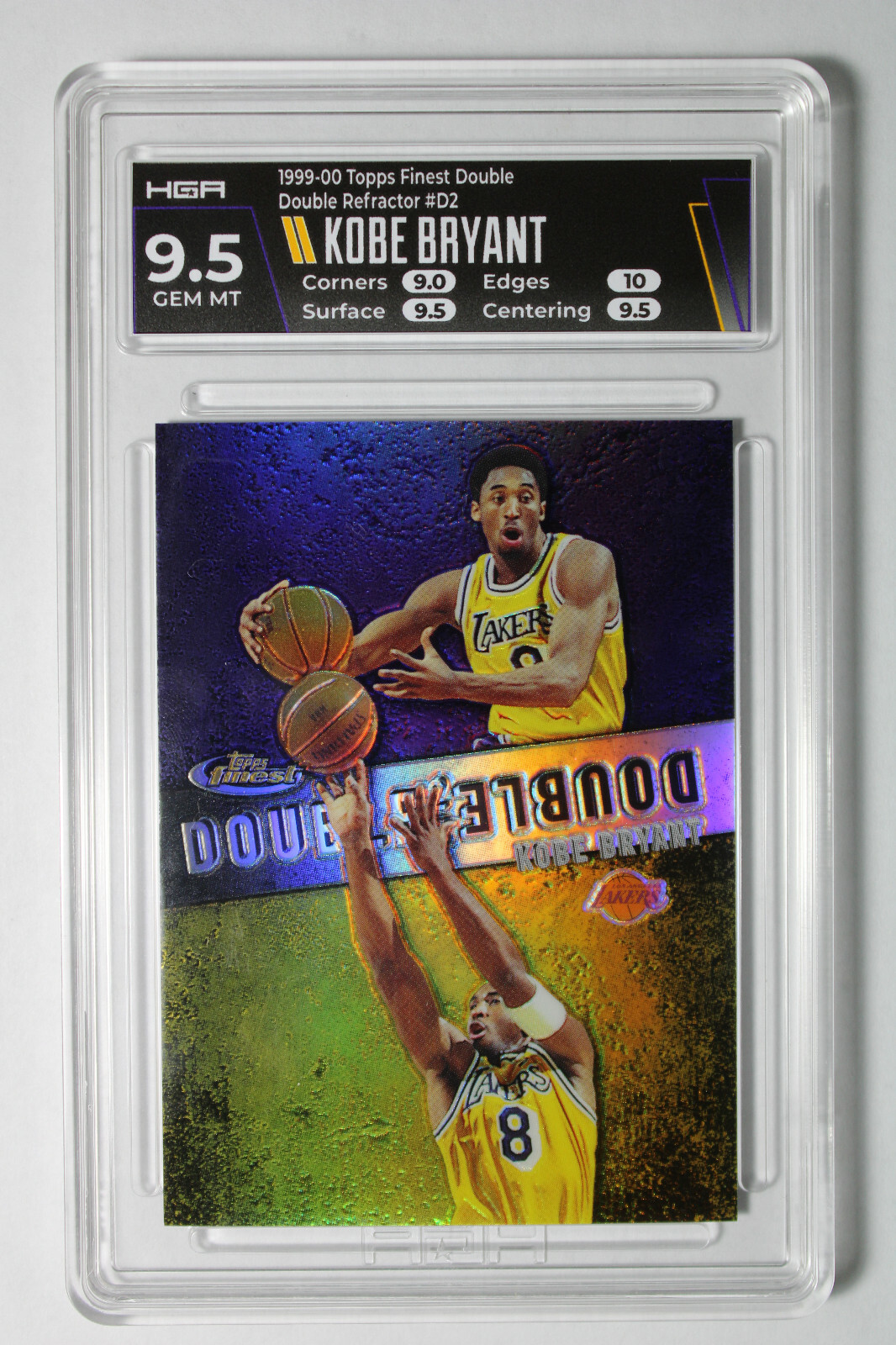 1999-00 Topps Finest Double Double Refractor Kobe Bryant #D2 HGA 9.5 w ...