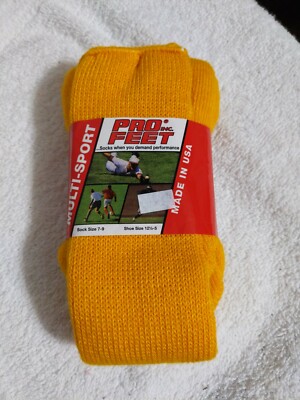 Pro Feet Socks, Multi-Sport Sock Sz 7-9, Shoe Size 12 1/2- 5, Gold | eBay