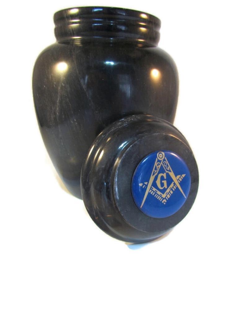 MASONIC MASON logo on classic black marble keepsake 20 cu.in. Urn for ...