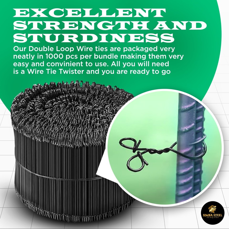 7 Inch x 1,000pc Double Loop Rebar Wire Ties, 17 Gauge Soft Annealed ...
