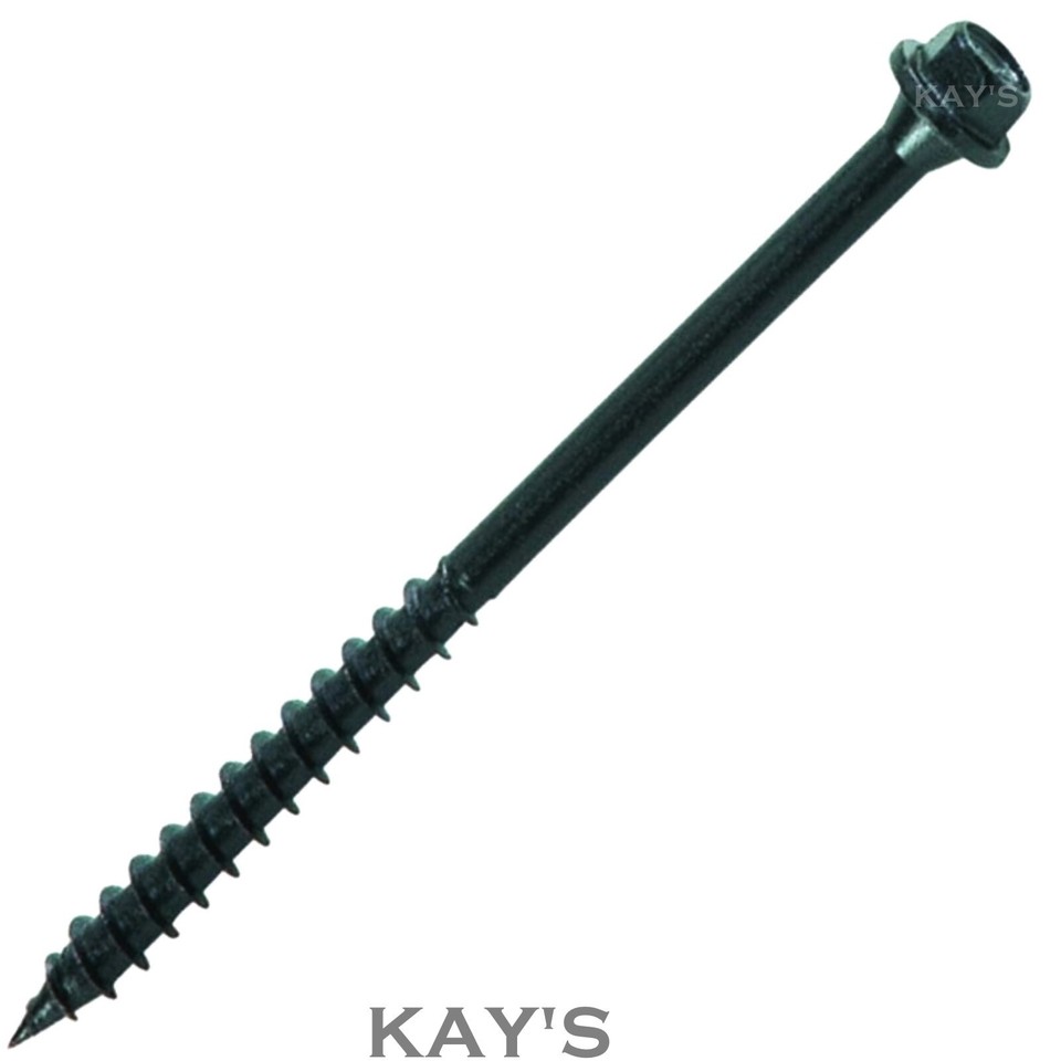 BLACK HEX HEAD LANDSCAPE FIXING SCREWS SLEEPER DECKING TIMBERFIX +FREE ...