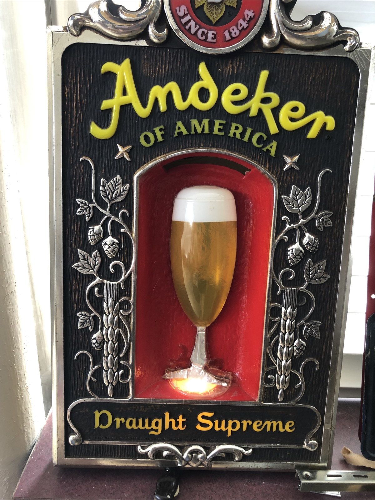 Rare Vintage Andeker Pabst Beer Supreme Lighted Sign Works Man Cave ...