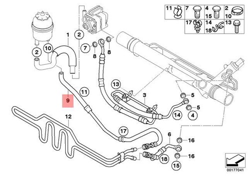 Genuine BMW E84 E90 E91 Power Steering Radiator Return Hose OEM ...
