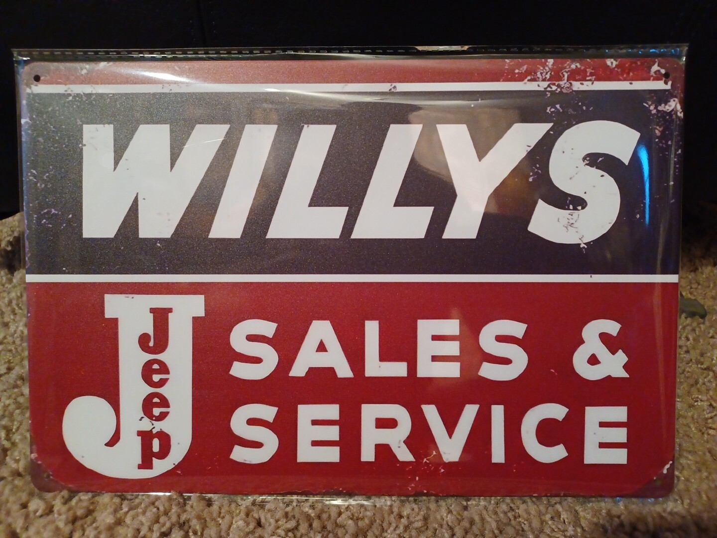 Willys Jeep Metal Sign New SEALED! Has Vintage Look.