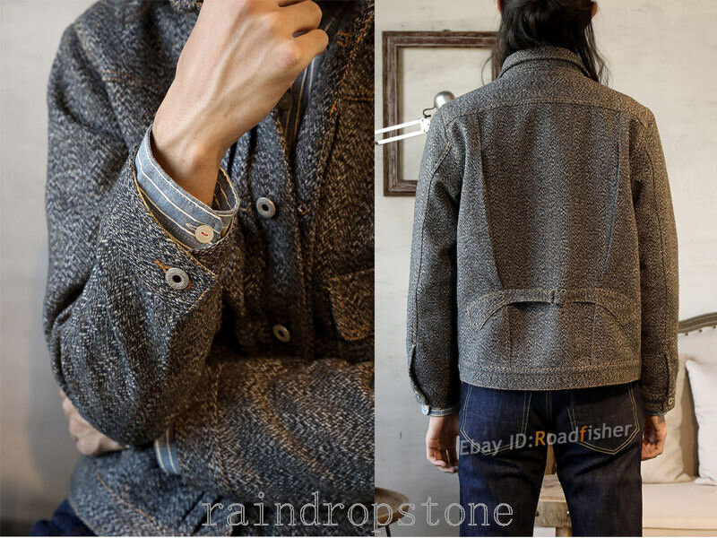 Men's Vintage Wool Blended Tweed Jacket Heavy Coat Parka Overcoat ...