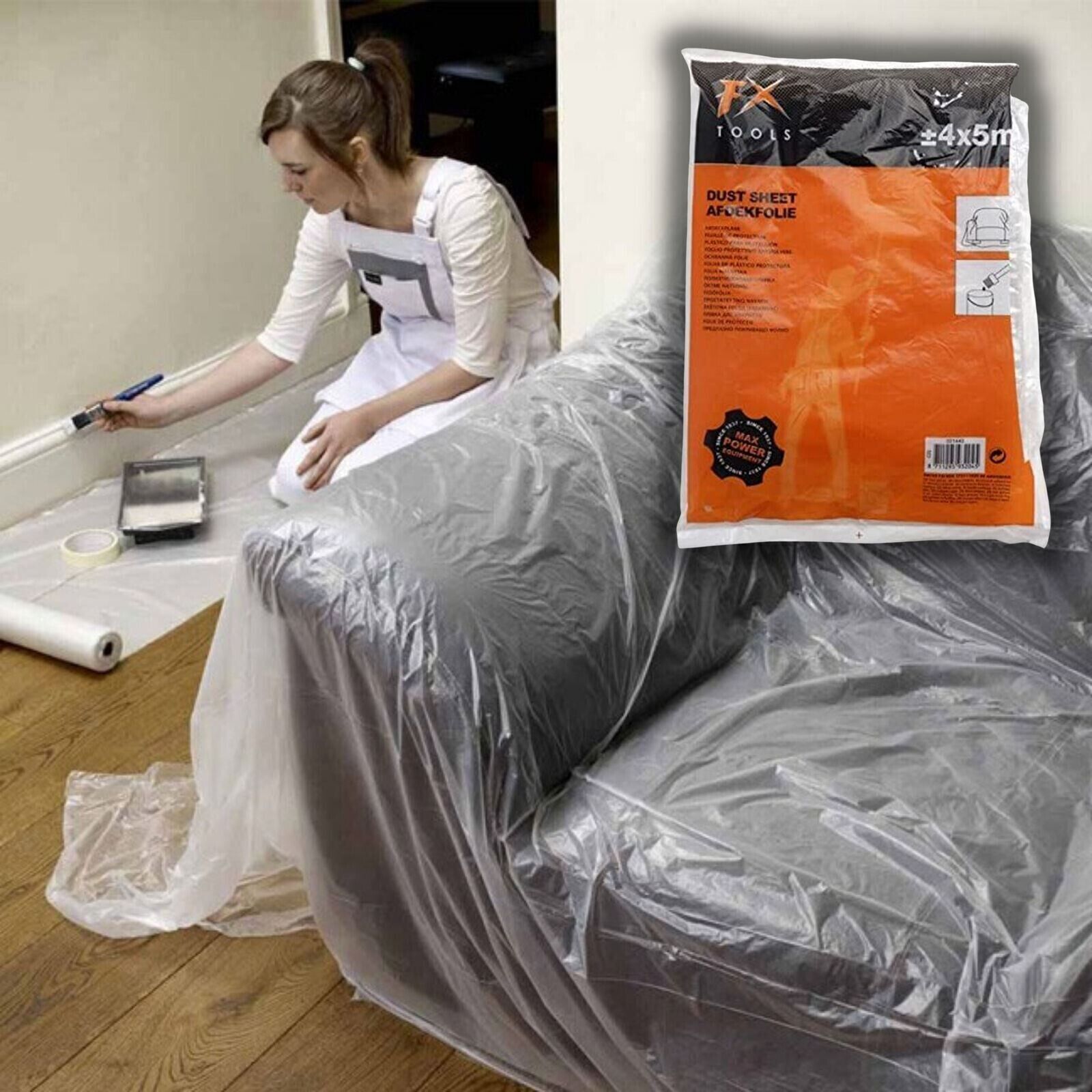 4 Pack 4x5 Meter Dust Paint Decorating Waterproof Furniture Protection ...