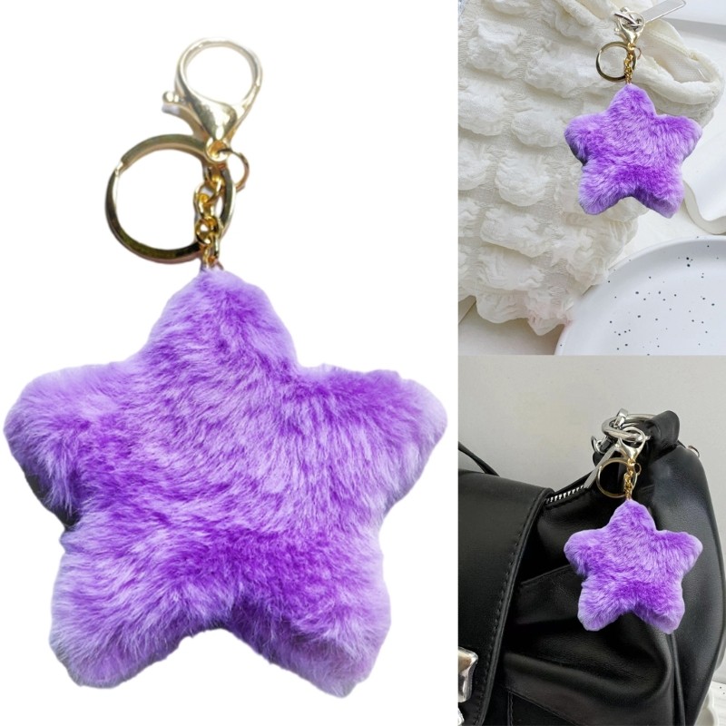 Soft Plush Star Keychain Sturdy Blue Design for Keys Bag Car Decoration ...