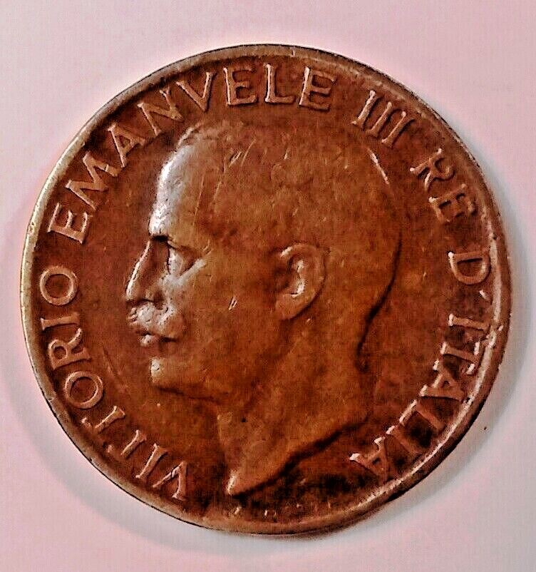 COIN Kingdom of Italy Fascist era 1925 - 5c bronze SPIGA (wheat) KM59 ...