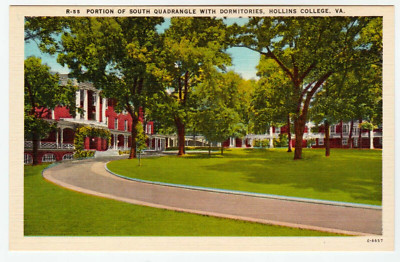 Postcard "Portion of South Quadrangle with Dormitories, Hollins College ...