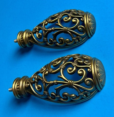 Ornate Finials Curtain Rods Brass Set of 2 | eBay