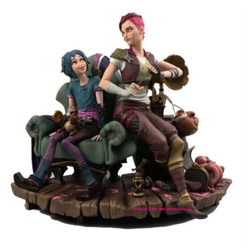 Official LOL Arcane League of Legends Vi & Jinx 1/6 Figure Model Statue ...