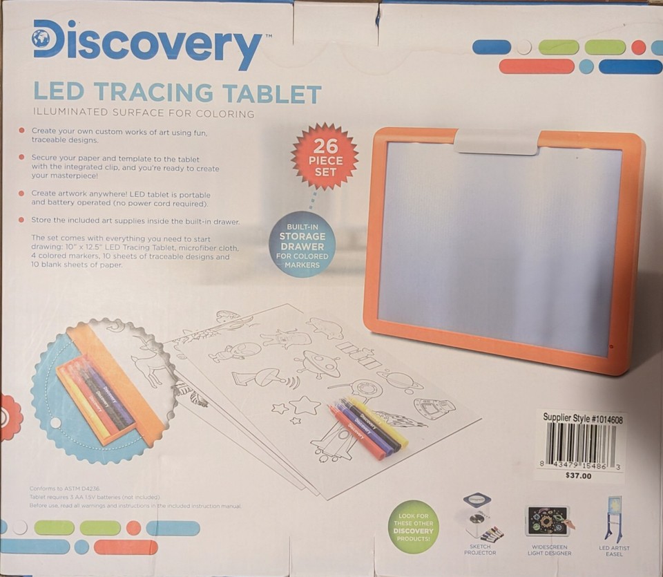 NEW Discovery Kids LED Illuminated Tracing Tablet 34 Piece Set w ...