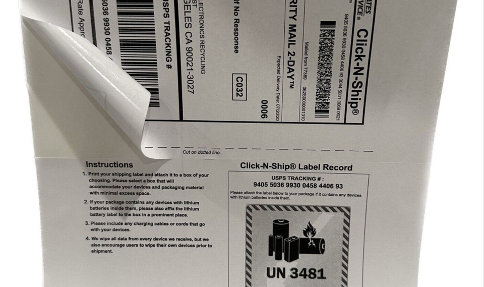 200 Click-N-Ship labels with peal or tear off receipt - USA MADE! | eBay