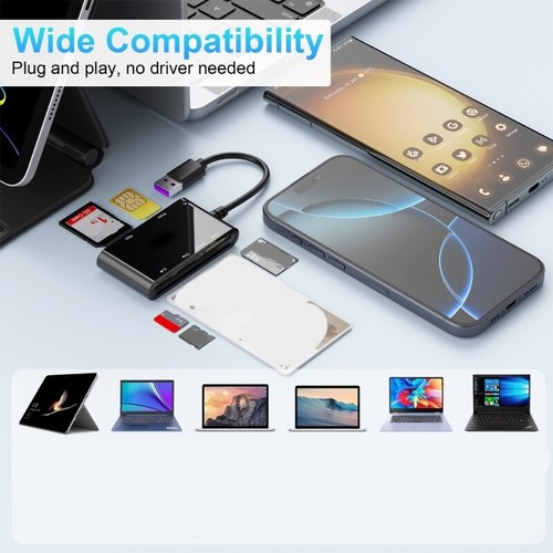 6 in 1 Militarys Smartests Card Reader USB Adapter for CACs SIMs SDTF ...