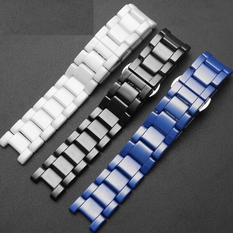 Ceramic Watch Bands Fit For GC Notched Bracelet Fashion Strap Stainless ...