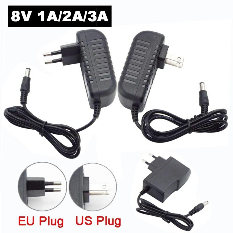 8V Universal Power Supply Adapter 8 Volt 1A 2A 3A Charger AC DC ...