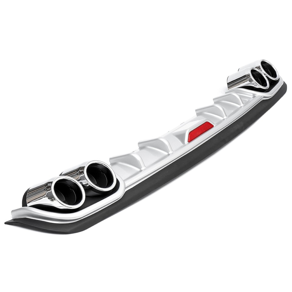 Universal Rear Bumper Lip Splitter Spoiler Chrome Diffuser Exhaust Pipe ...