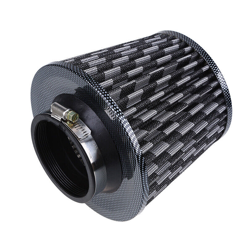 Car 3" Carbon Fiber Black Inlet Short Ram Cold Air Intake Cone Filter ...