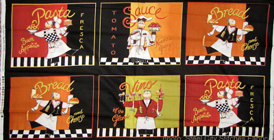 Food Fabric Panel 22"X44" Chef Buon Appetit Pasta Bread Cotton ...