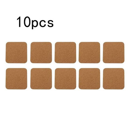 Heat Insulated Square Cork Coasters Pack of 10 with Self adhesive Back ...