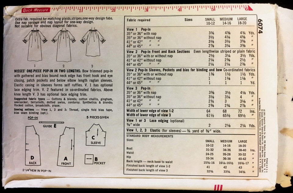 Small B 31 32 Robe Cover Up Simplicity 6074 Pattern MuuMuu Housedress ...