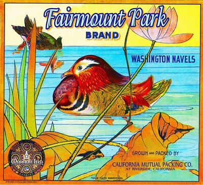 Fairmount Park Orange Riverside Mission Inn Duck Citrus Fruit Crate ...