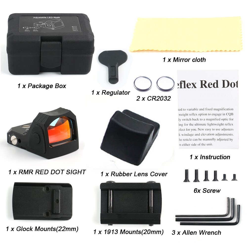 Tactical Red Dot RMR Reflex MOA Sight Scope for Glock 17 19 Pistol w ...