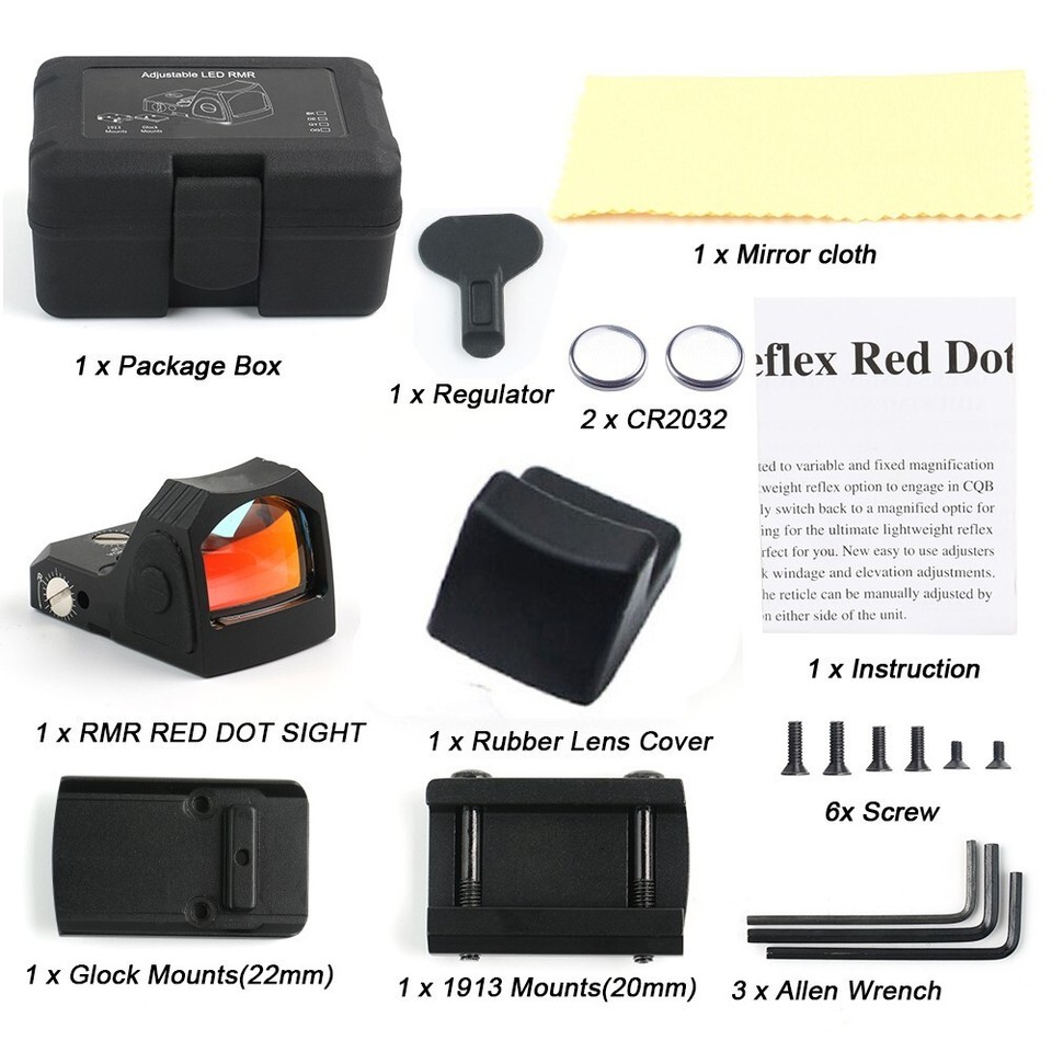 Tactical Red Dot RMR Reflex MOA Sight Scope for Glock 17 19 Pistol w ...