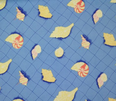 WAVERLY SEA SHELLS BLUE CONCH SHELL BEACH THEME MULTIUSE FABRIC BY YARD ...
