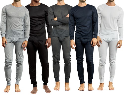 Men's Thermal Long Underwear Top Bottom Medium Weight Waffle Knit Warm ...