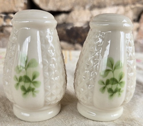DONEGAL Irish Parian China Set of 2 Salt & Pepper Shakers Shamrock New ...