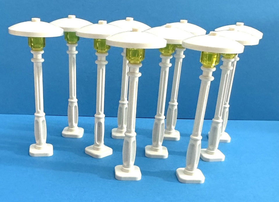 Lego 10 New Street Light White Support 2 x 2 x 7 Lamp Post with Bulb ...