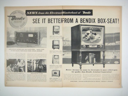 Vintage Bendix Aviation Wood Console TV With Retro Design 2 Page READ ...