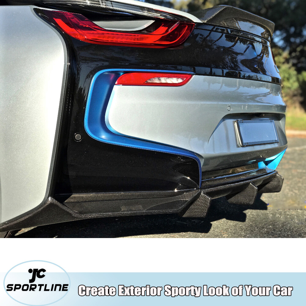 For BMW i8 2014-2018 Dry Carbon Fiber Rear Bumper Lip Diffuser Spoiler ...
