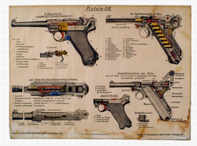 *HUGE German Luger Poster Parabellum P08 Manual Print WW2 1941 Artwork ...